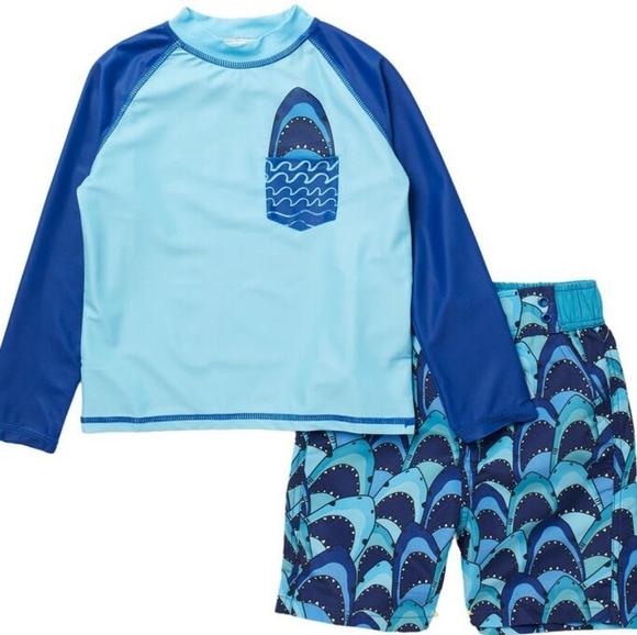 Andy & Evan | Swim | Andy Evan Shark Bite Rashguard Top Trunks Swim Set ...